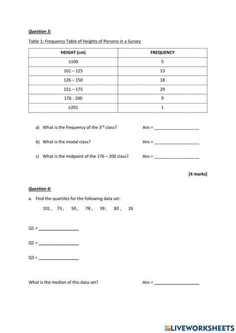 Statistics Work Free Interactive Worksheets 1863010