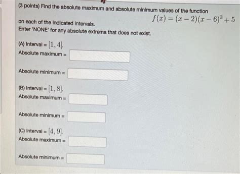 Solved 3 Points Find The Absolute Maximum And Absolute
