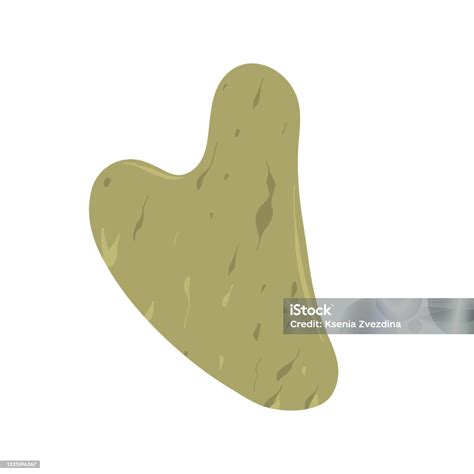 과샤 마사지 스크레이퍼 얼굴 마사지를위한 녹색 옥 돌 도구 전통적인 아시아 침술 마사지 벡터 일러스트 평면 만화 예술 한그려진 아이콘 괄사에 대한 스톡 벡터 아트 및 기타