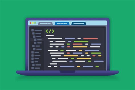 premium vector laptop with program code on screen