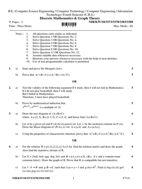 cse 4 sem discrete mathematics and graph theory winter 2018 pdf