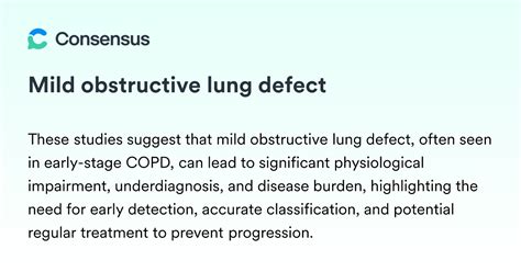 Mild Obstructive Lung Defect Consensus Academic Search Engine