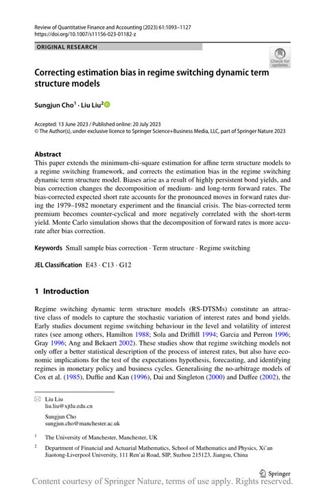 Correcting Estimation Bias In Regime Switching Dynamic Term Structure