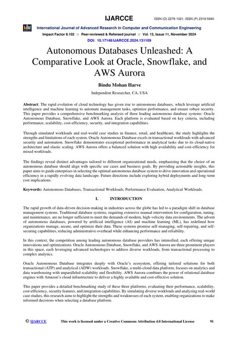 Pdf Autonomous Databases Unleashed A Comparative Look At Oracle