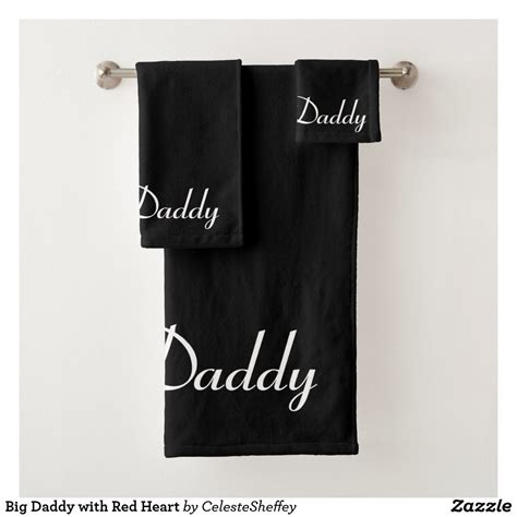 Big Daddy With Red Heart Bath Towel Set Big Daddy Towel Set Heart Ts