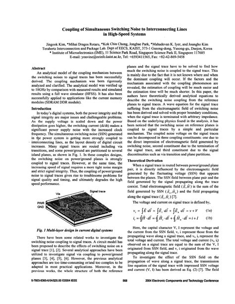 Pdf Coupling Of Simultaneous Switching Noise To Interconnecting Lines In High Speed Systems