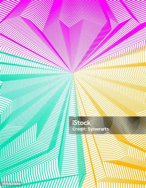 개요 선형 벡터 아트 배경 디자인 상자 또는 룸 내부 사이코 최 면 미래의 3d 공간에 대 한 질감 환상적인 환각 유행 현대