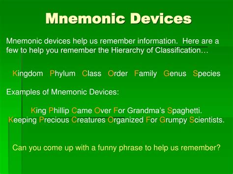 Levels Of Classification Mnemonic Device At Karen Moulton Blog