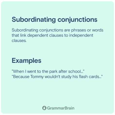 Understanding A Subordinating Conjunction Meaning Examples Definition Grammarbrain