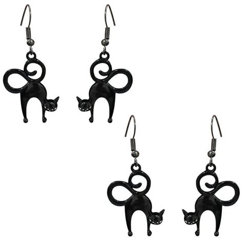 Halloween Black Cat Earrings For Women Cute Hook Earrings 2 Pairs