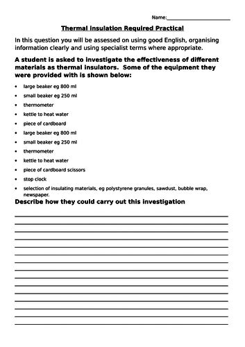 Ks4 Aqa Gcse Science Physics Insulation Lesson Teaching Resources