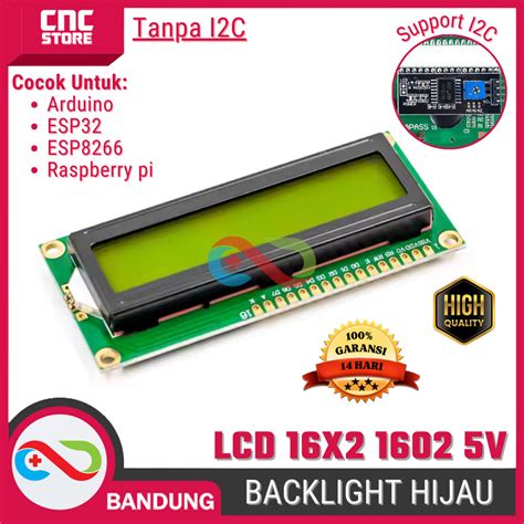 Jual Lcd Character 16x2 1602 5v Modul Layar Hijau Dengan Backlight Tanpa I2c Shopee Indonesia