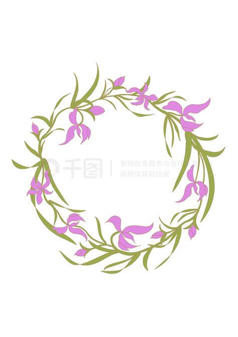 花环免抠元素 原创兰花花环花圈 素材免费下载 2480像素 Psd格式 编号44507846 千图网