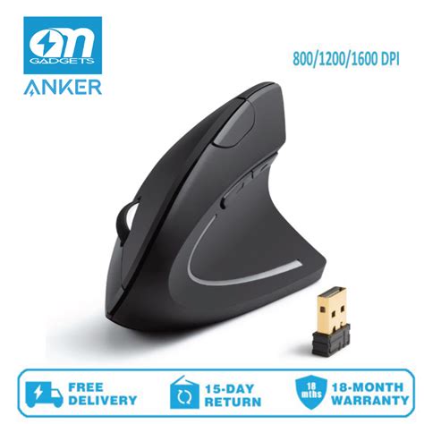 Anker A7852 2 4g Wireless Vertical Ergonomic Optical Mouse 800 1200 1600 Dpi 5 Buttons For