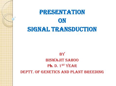 Pdf Presentation On Signal Transduction