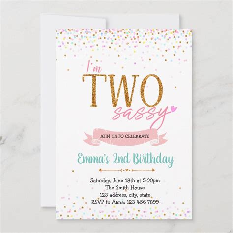 Im Two Sassy 2nd Birthday Theme Invitation Artofit