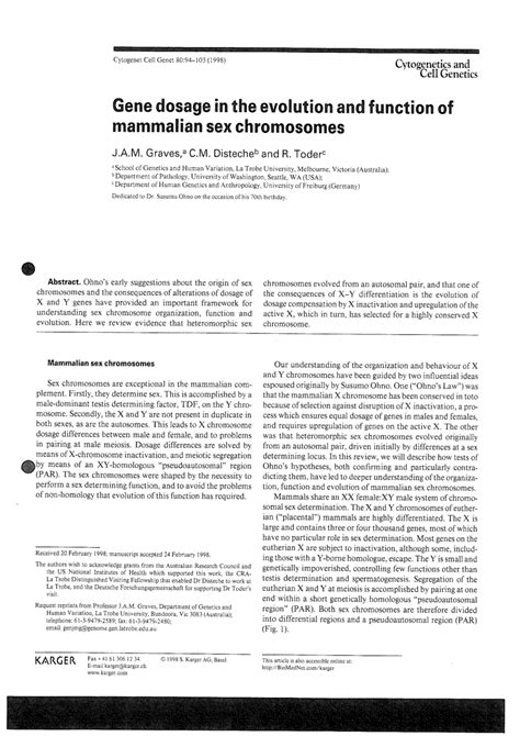 Pdf Gene Dosage In The Evolution And Function Of Mammalian Sex
