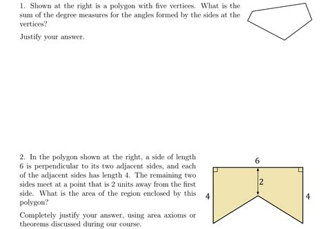 Solved 1 Shown At The Right Is A Polygon With Five Chegg Com