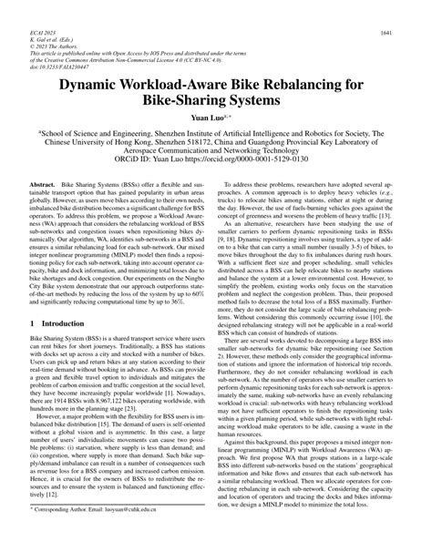 pdf dynamic workload aware bike rebalancing for bike sharing systems