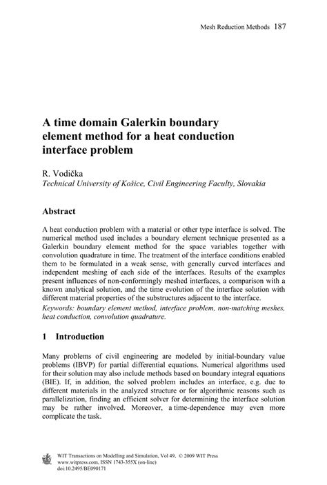 Pdf A Time Domain Galerkin Boundary Element Method For A Heat