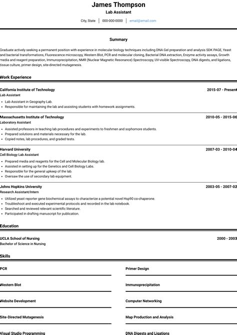 Lab Assistant Resume Samples And Templates Visualcv