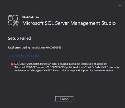 Ssms Error Installing Microsoft SQL Server Management Studio MS SQL Server MS SQL Server