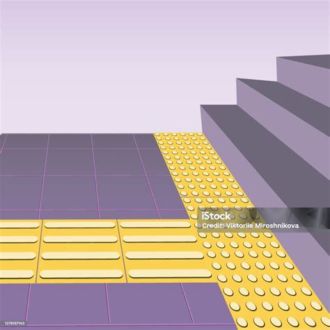 바닥 촉각 타일과 계단 블라인드에 대한 탐색의 개념으로 단계 마크 업 계단 앞의 시각 장애인을위한 타일과 플랫 벡터 스톡 일러스트 바닥재에 대한 스톡 벡터 아트 및 기타