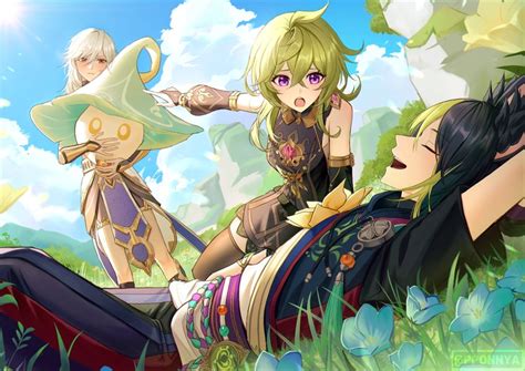 Tighnari Cyno Collei And Fungi Genshin Impact Drawn By Pponnya Danbooru