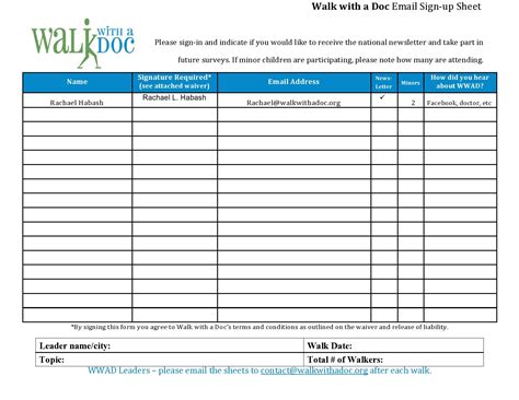 30 Best Email Sign Up Sheet Templates Wordexcel