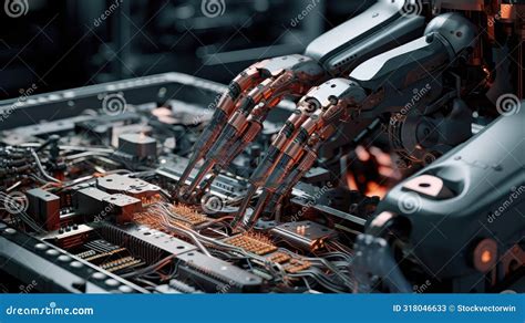 Automation Science Linear Icons Set Robotics Cybernetics