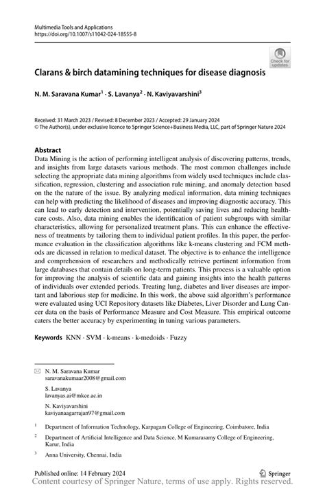 Clarans And Birch Datamining Techniques For Disease Diagnosis