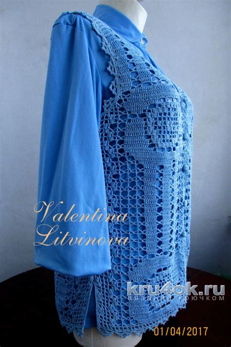 Летний жилет крючком Работа Валентины Литвиновой
