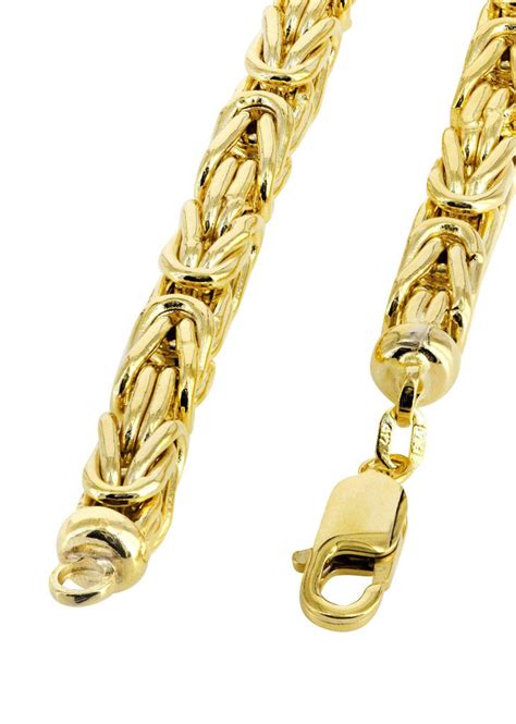 Womens 14k Gold Chain Solid Byzantine Chain