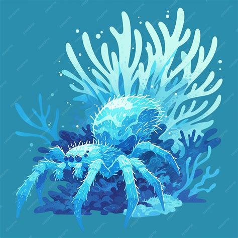 Premium Vector Sea Spider Crawling On Coral