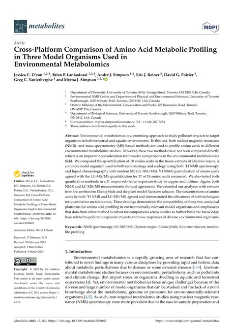 Pdf Cross Platform Comparison Of Amino Acid Metabolic Profiling In