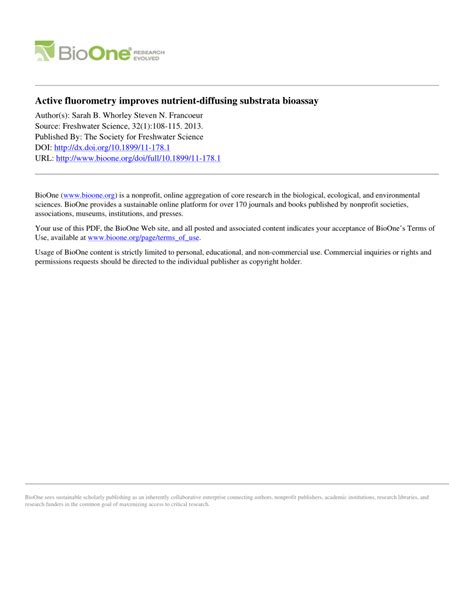 Pdf Active Fluorometry Improves Nutrient Diffusing Substrata Bioassay