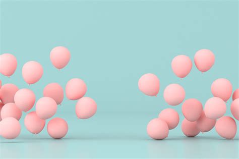 파스텔 배경에 분홍색 풍선을 떠다니는 최소한의 개념적 아이디어 3d 렌더링 풍선에 대한 스톡 사진 및 기타 이미지 풍선 3차원 형태 컷아웃 Istock