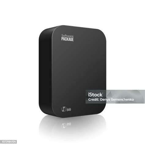 Dvd 또는 Cd 디스크 제품에 대 한 둥근된 모서리와 현대 검은 소프트웨어 패키지 상자 벡터 Eps10 상자에 대한 스톡 벡터