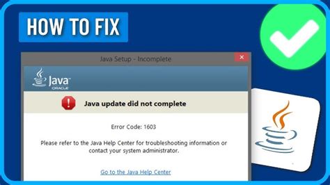 Java Install Did Not Complete Error Code 1603