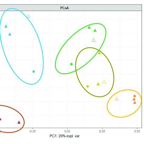 Principal Coordinate Analysis Pcoa Plot Showing Similarity
