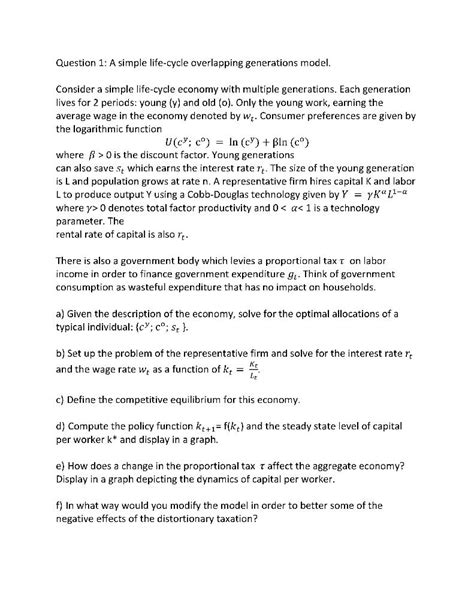 Question 1 A Simple Life Cycle Overlapping