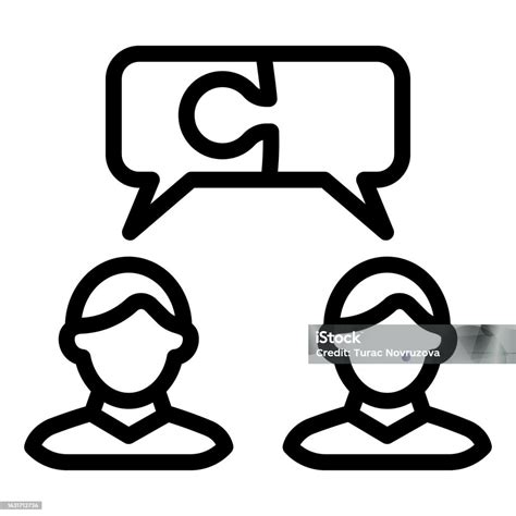 직원 대화 라인 아이콘입니다 흰색으로 분리된 팀 대화 벡터 그림 작업자 채팅 개요 스타일 및 앱을 위해 설계되었습니다 Eps 10 Brand Name Online