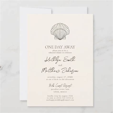 Modern Shell Beach Ocean One Day Away Invitation Zazzle
