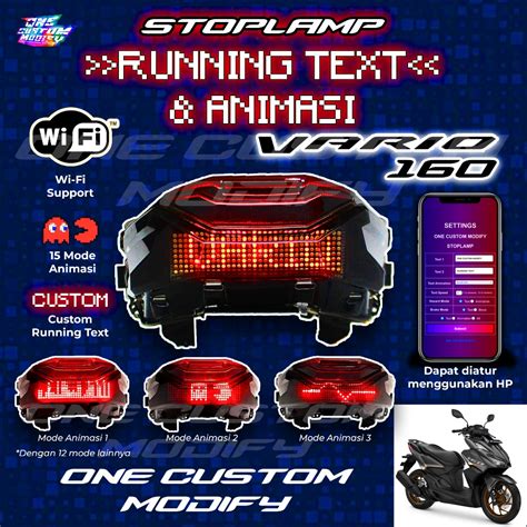 Jual Stoplamp Running Text Animasi Vario 160 Lampu Led Rem Belakang