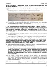 EX Inlab Questions Docx CHEM CSUMB In Lab Questions Watch The Video Isolation Of