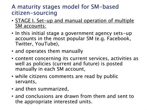 A Maturity Stages Model For SM Based Citizen Sourcing The EU Community Project PPT