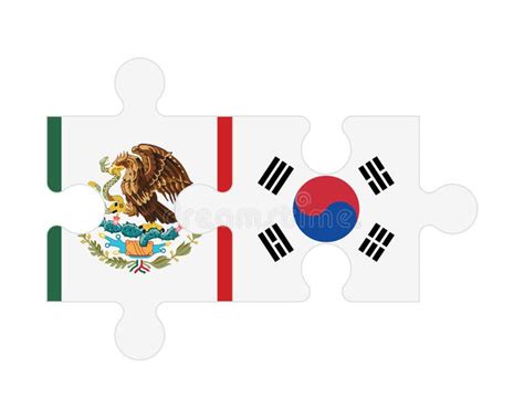 Puzzle Of Flags Of Mexico And South Korea Vector Stock Vector