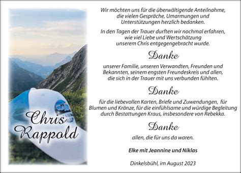 Traueranzeigen Von Chris Rappold Trauer Flz De