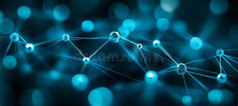 Abstract Blue Network Connection Line And Dots On A Dark Background Network Connectivity