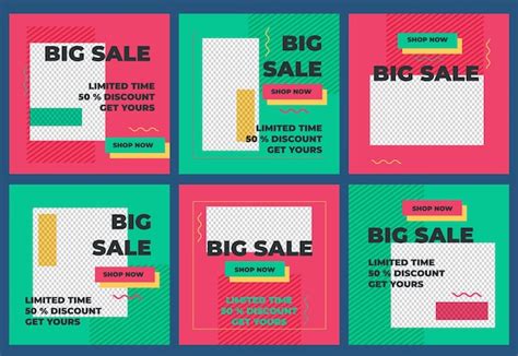 소셜 미디어 게시물 템플릿 디자인 다채로운 배너 템플릿 프리미엄 벡터